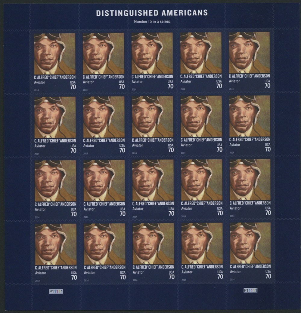 C. Alfred "Chief" Anderson Aviator 70 Cent Pane of 20 Stamps Scott 4879 ...