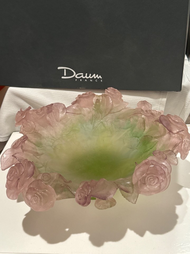 Daum Crystal Roses Footed Bowl Large | eBay