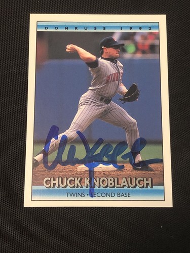 CHUCK KNOBLAUCH 1992 DONRUSS SIGNED AUTOGRAPHED CARD #390 MINNESOTA ...