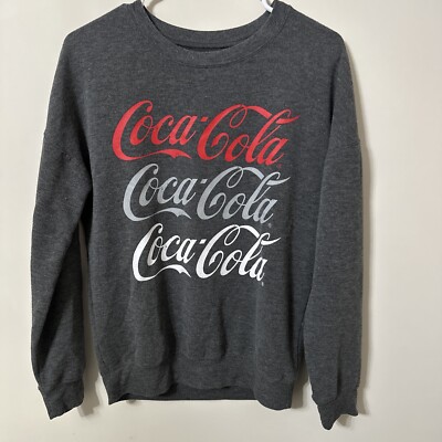 Coca Cola Shirt Mens Small Gray Long Sleeve Graphic Crew Neck Coca Cola ...