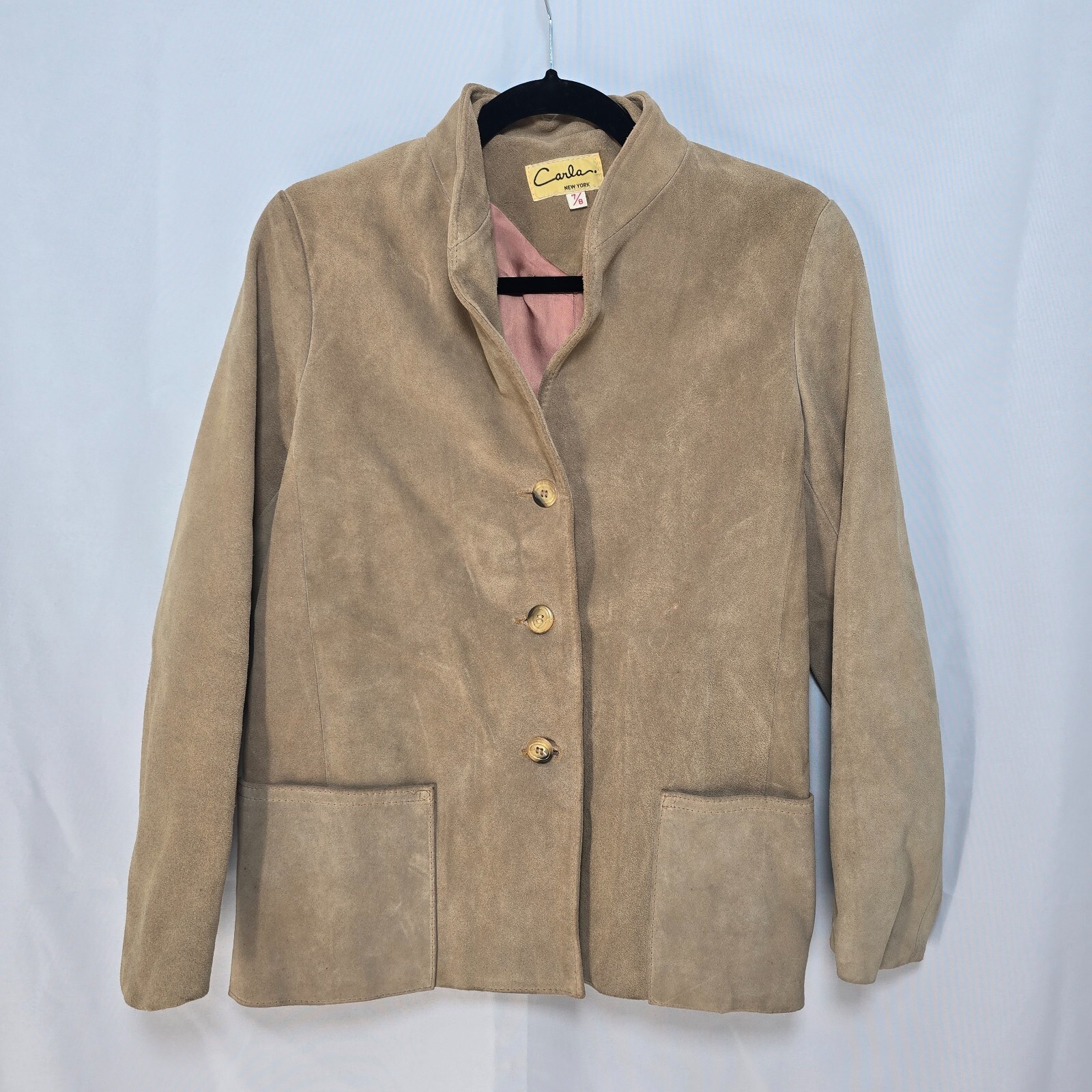 Vintage Carla New York Suede Leather Jacket Size 7/8 … - Gem
