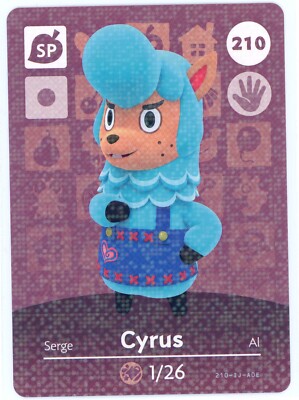 Cyrus #210 - Amiibo Card - Animal Crossing Series 3 - Authentic ...