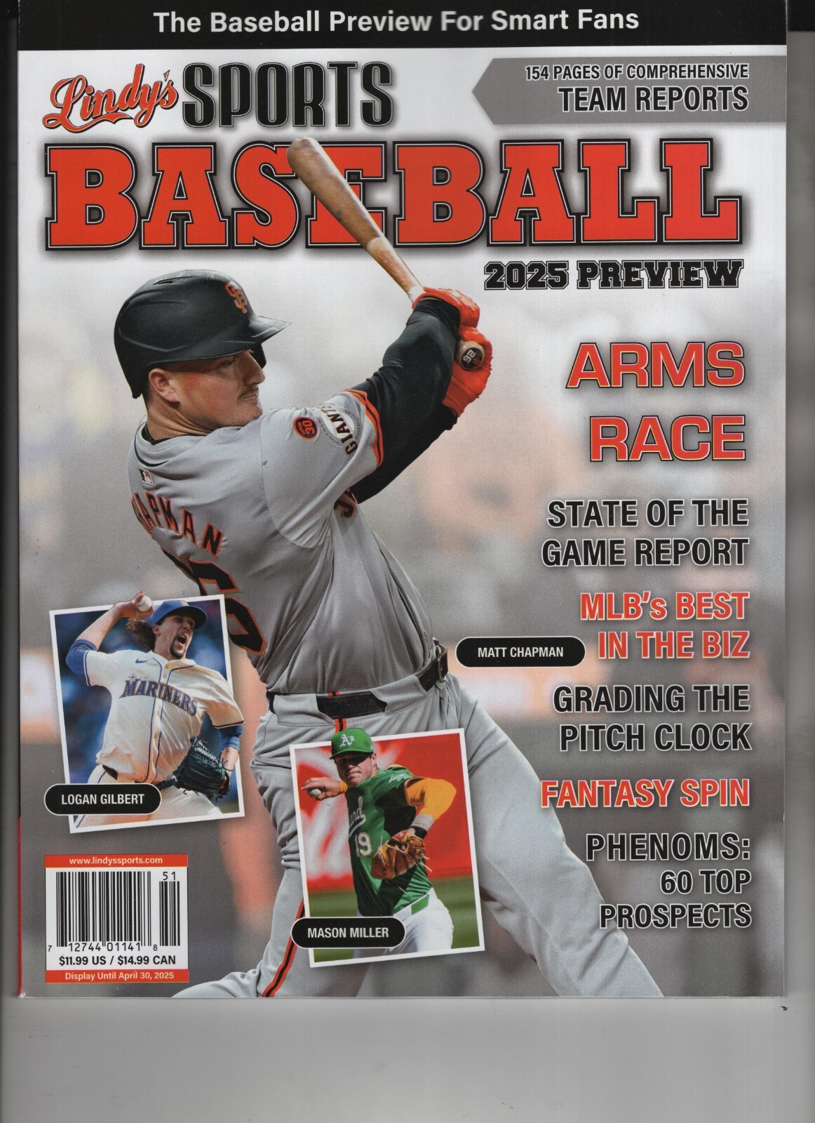 BASEBALL 2025 LINDY'S PREVIEW MAGAZINE MATT CHAPMAN LOGAN GILBERT MASON ...