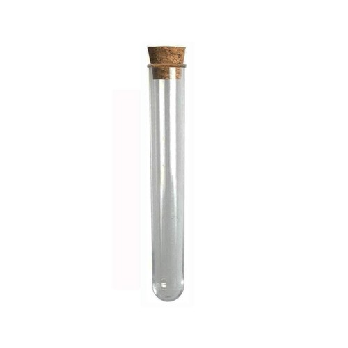Round Base Test Tubes Without Marking with Cork Lid, Borosilicate Glass ...