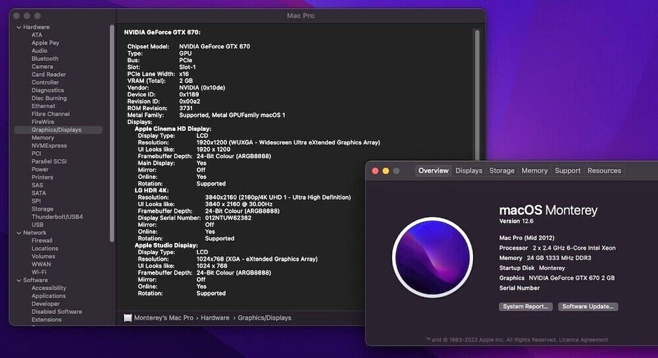 🎈GeForce GTX 670 2GB Metal GPU Video Card Mac Pro 4K Boot Screen 680 ...