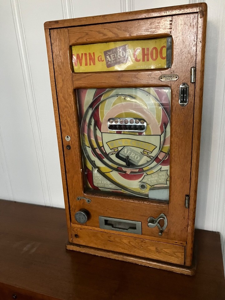 Antique Allwin AERO Chocolate Machine Ballgame "Win A Choc" w/copper ...
