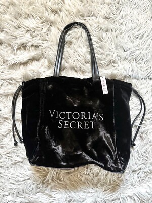 Victoria’s Secret Black Velvet Tote Bag Handbag Purse Bling Rhinestone ...