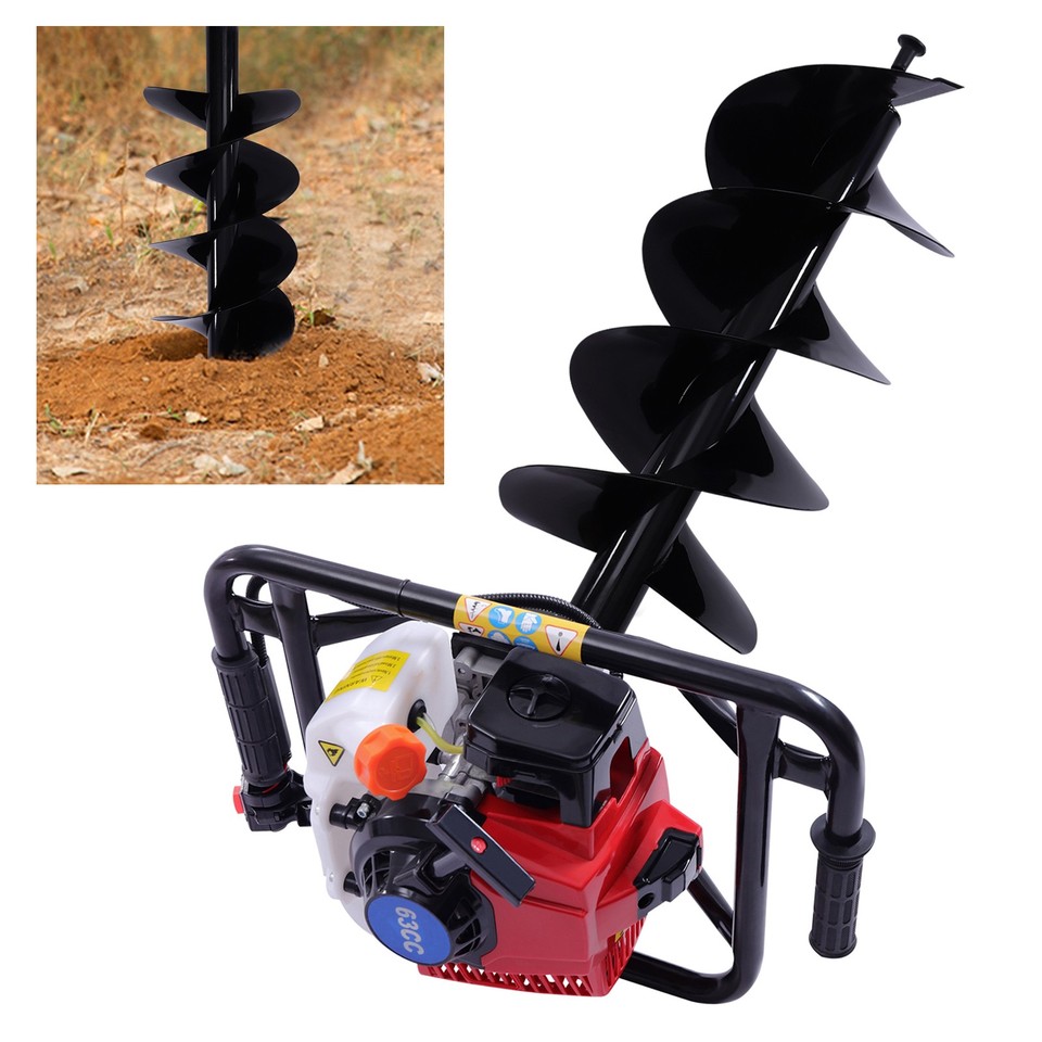 3HP 63CC 2-Stroke Gas Powered Earth Auger Post Hole Digger with 12 ...