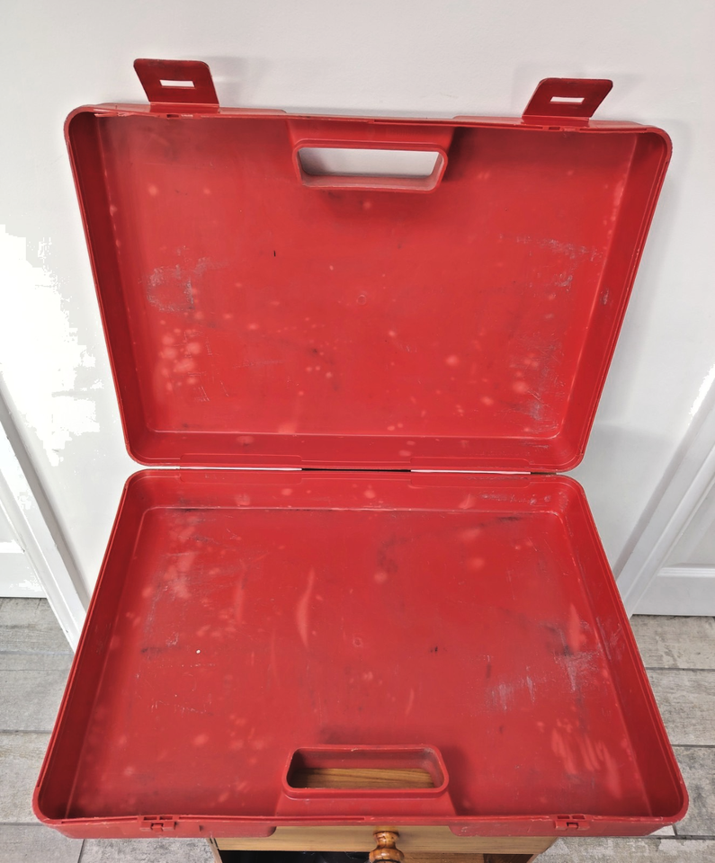 Heavy Duty Red Plastic Tool Box Carry Case Storage Box 52cm x 36cm x 12 ...