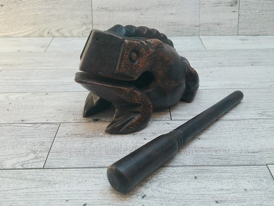 Frog Guiro Percussion Wooden Instrument Musical Rasp Wood Carved Hand ...