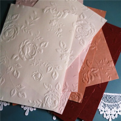 8 Sheets Floral Embossing Paper Card Craft Handbook Cardstock ...