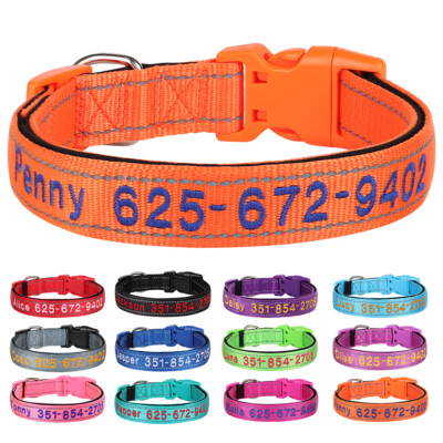 Upgrade Embroidered Dog Collar Personalized Padded Custom Name Phone ...