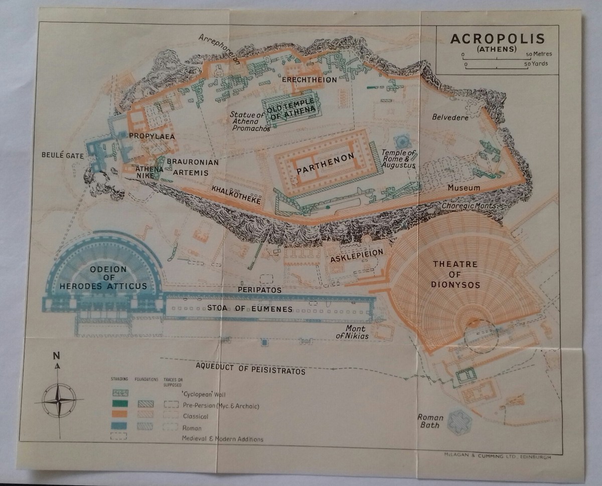 Acropolis Athens Greece Map Athenian Agora, Showing Panathenaic Way
