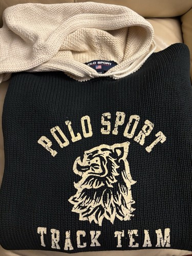 Vintage Polo Ralph Lauren POLO SPORT Track Team Hooded Sweater Sz XXL ...