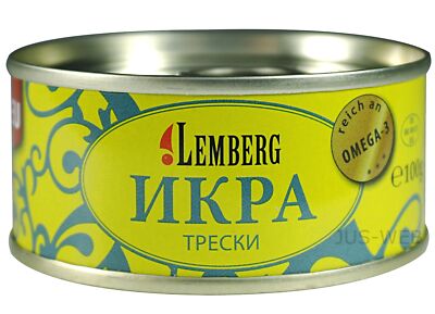 100g. Dorsch Kaviar Fisch Rogen Wildfang USA Alaska Lemberg Koscher ...