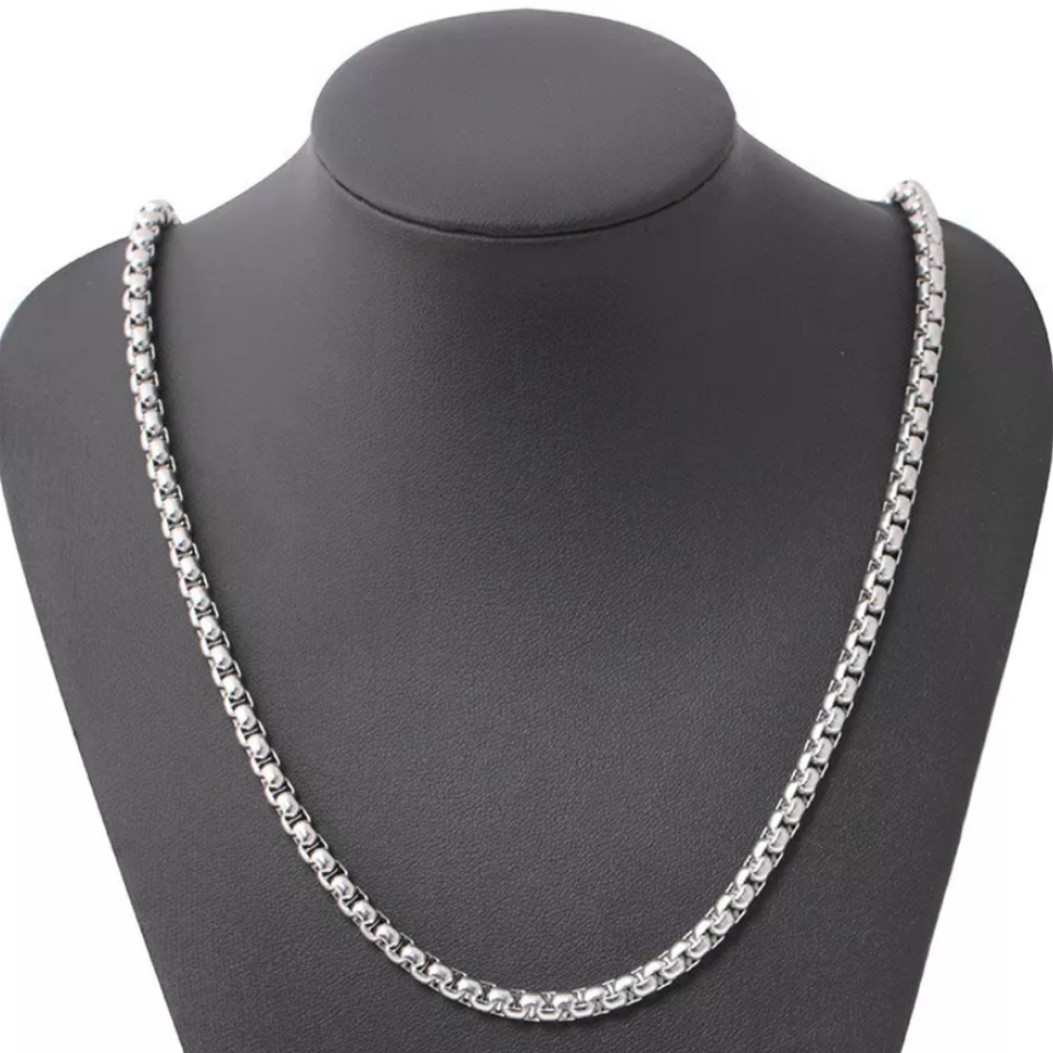 18"-26" Stainless Steel Round Box Link Chain Necklace Men’s Women 2mm ...