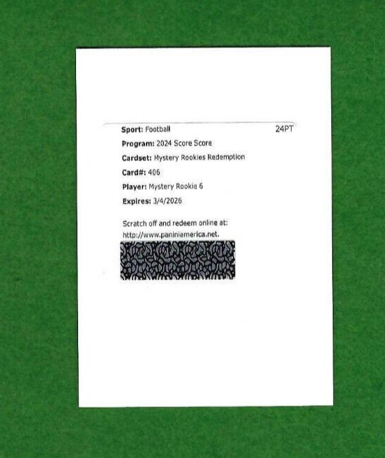 2024 Score Mystery Rookies Redemption Mystery Rookie 6 #406 | eBay