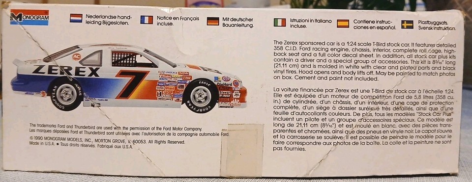 NASCAR Monogram Model Kit: ALAN KULWICKI # 7 ZEREX 1989 FORD ...