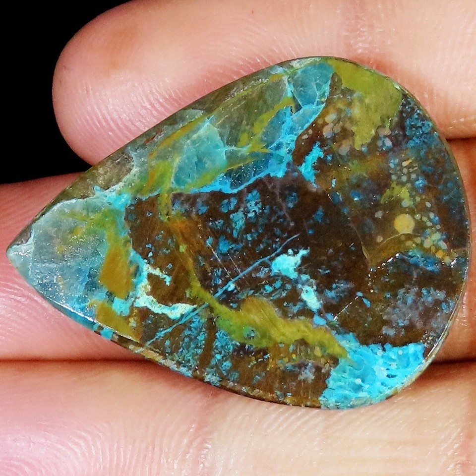 56.30 Cts 100% Natural Azurite Pear Cabochon Loose Gemstone 27x35x6 mm ...