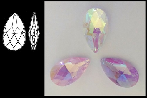 Crystal ALMOND 38mm x 3 - AB CLEAR AB PINK & AB LILAC Teardrop - SALE ...