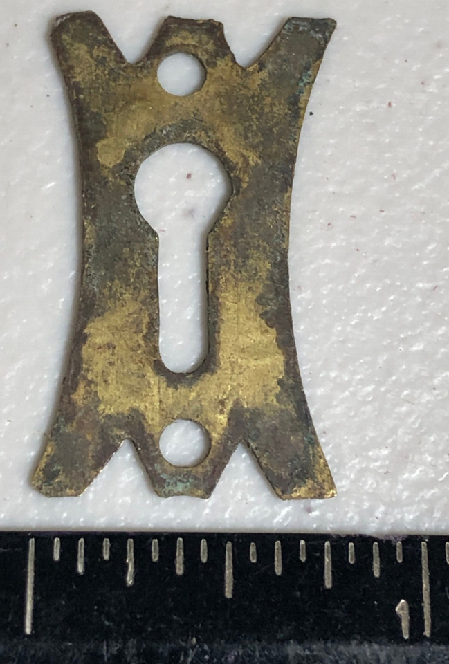 VINTAGE OLD FANCY SOLID BRASS ESCUTCHEON KEY HOLE KEYHOLE COVER PLATE ...