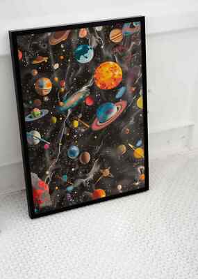 MOON SPACE PLANETS POSTER SOLAR SYSTEM PRINT ART FANTASY SIZE A4 A3 A2 ...