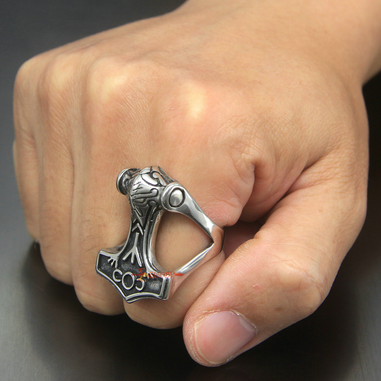 Retro Silver Stainless Steel Norse Thunder God Viking Thor's Hammer Men ...