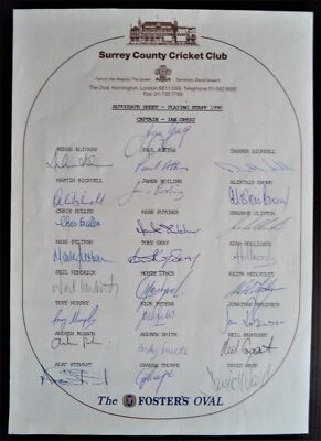 SURREY COUNTY CRICKET CLUB 1990 OFFICIAL AUTOGRAPH TEAM SHEET | eBay UK