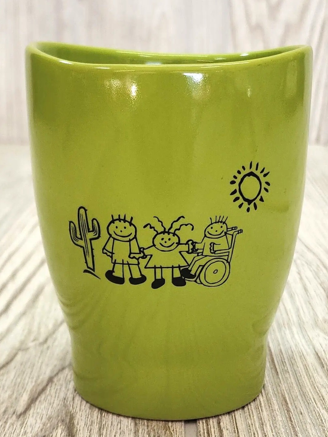 Lime Green Coffee Mug Cup Family/Friends Wheelchair Cactus | eBay