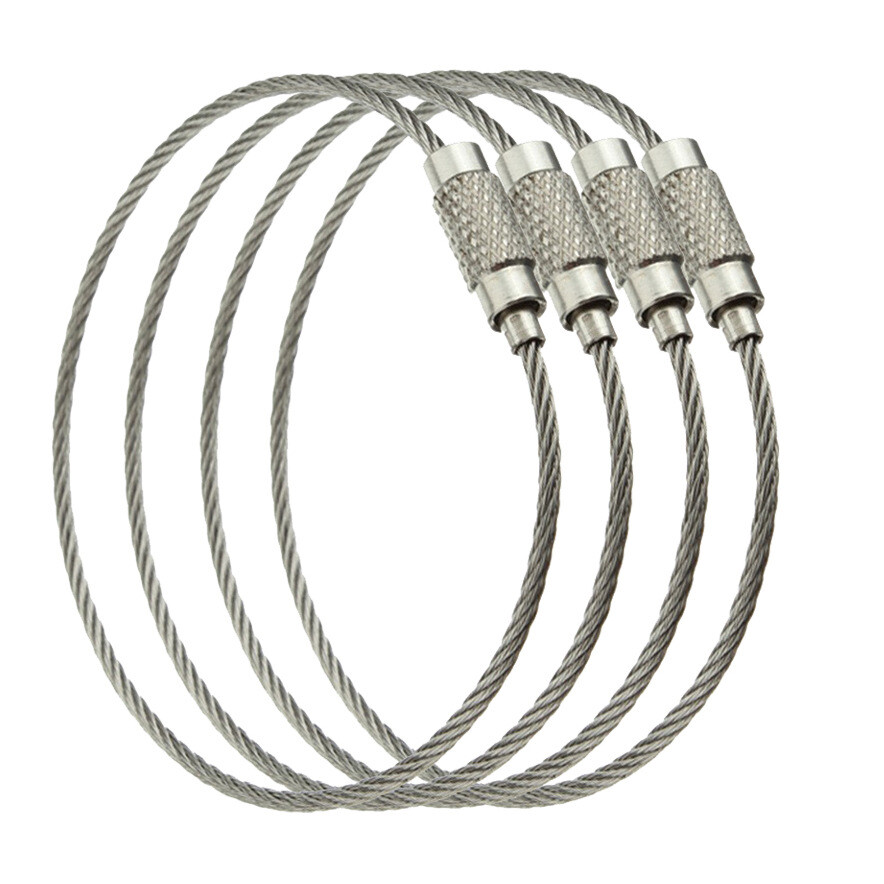 120pcs Heavy Duty Stainless Steel Wire Keychain Cable Key Ring Luggage ...