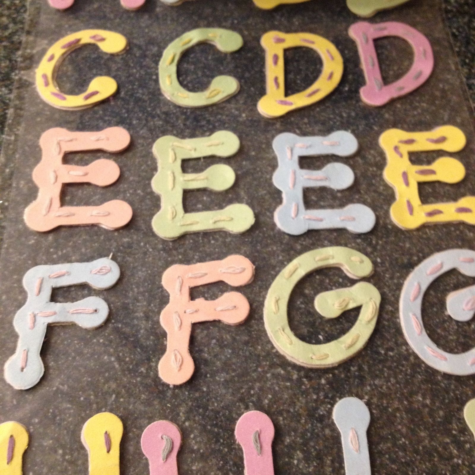 COLORBOK 'JUST STICK IT ON!' STICKY STITCHES ALPHABET PASTEL STITCHED ...