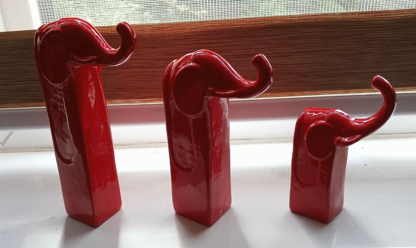 Red Ceramic Elephant Ornament Home Decor Gift | eBay UK