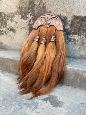 Scottish Goat Hair Fur Sporran 100% Original leather Three long Hair ...