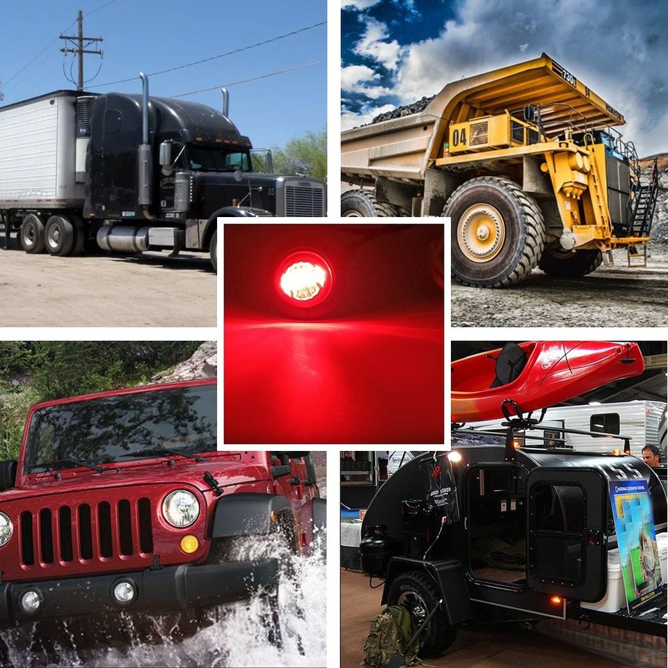 10X Red Smoked Round Side Marker lights Truck Trailer Red 3/4"LED ...