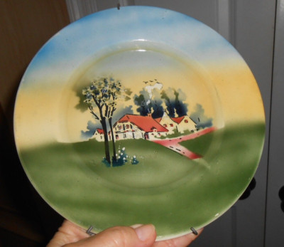 G S Zell Cottage Plate Germany Folk Art Baden Pottery Haag Dutch Scene ...