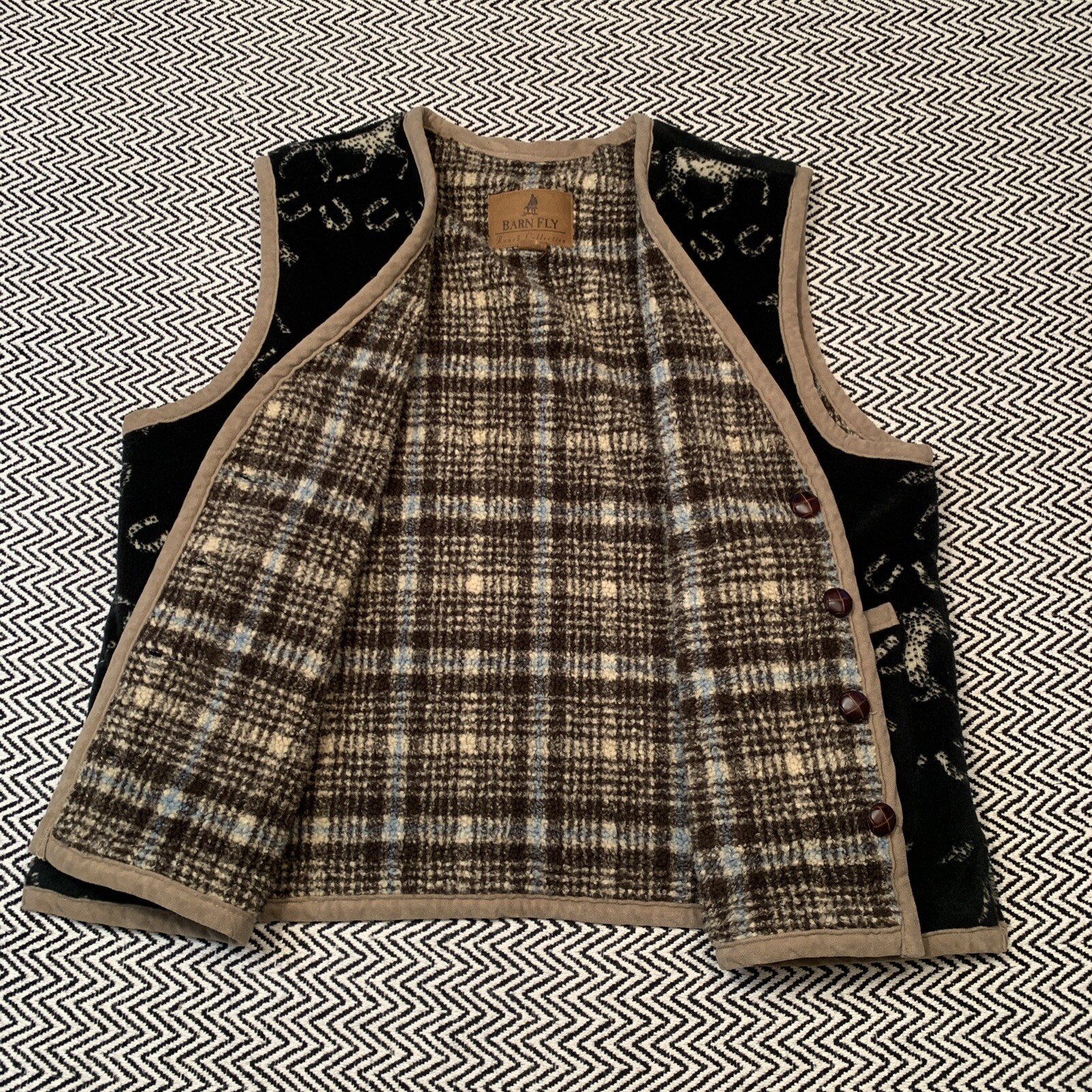 Barn Fly Ranch Collection Fleece Vest Horse Horseshoe… - Gem