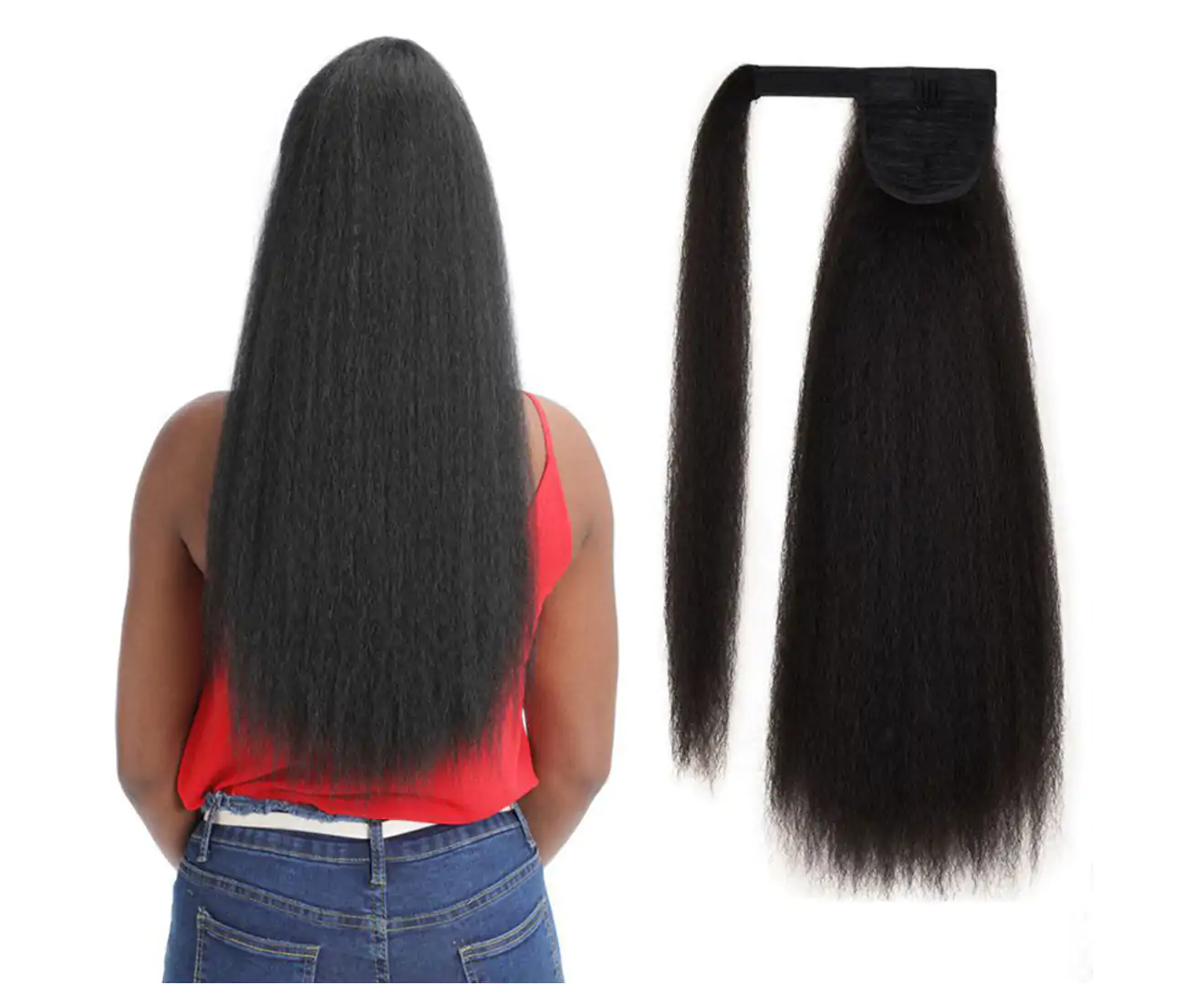 55Cm Women Fluffy Long Synthetic Pony Tail African Wig Hair Extension ...