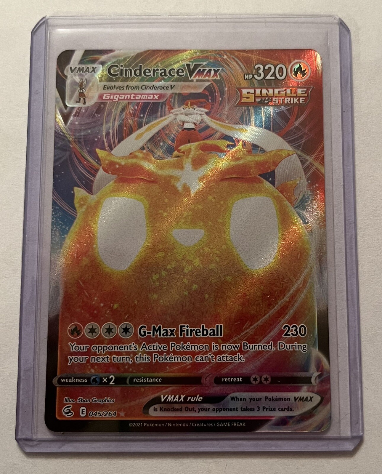 Pokémon TCG Cinderace VMAX Fusion Strike 045/264 Holo Ultra Rare | eBay
