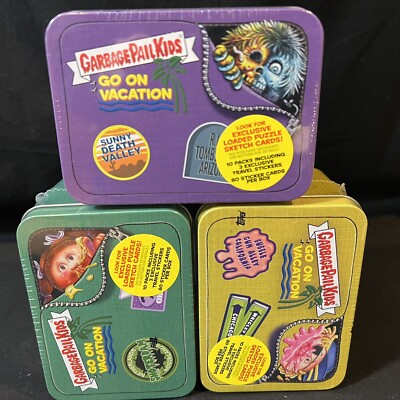 Garbage Pail Kids Go on Vacation 3 Box Blaster Tin Set Sketch Plate ...