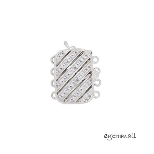 HIGH END! Sterling Silver CZ 4 Strand Cushion Pave Set Pearl Box Clasp ...