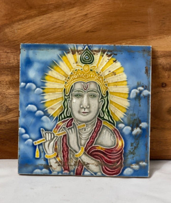 Vintage Ceramic Porcelain Tile Lord Krishna Indian Mythology #Porcelain ...