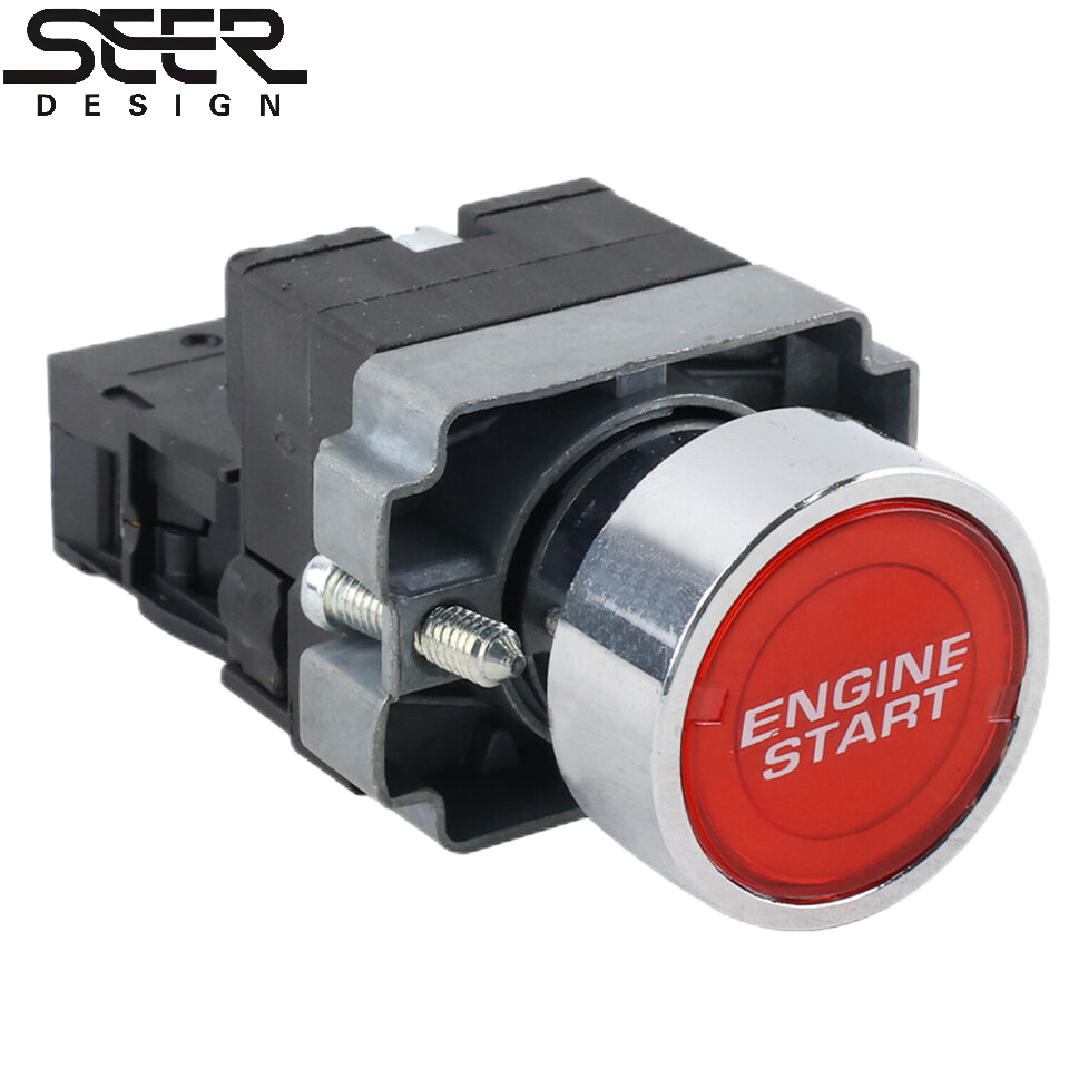 LED Racing Car Engine Power Start 12V10A Push Button Ignition Red ...