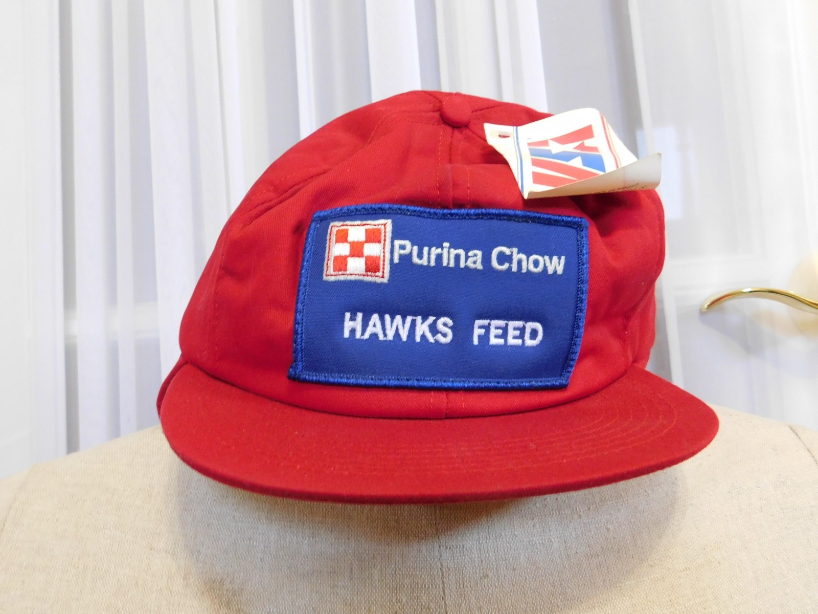 Vintage Red Purina Chow Hawks Feed Cap Hat w/ Tags Made in USA Size 6 7 ...