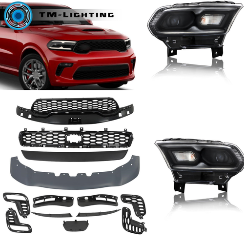 For 2021 2022 23 Dodge Durango Front Grill Assy&Skid Plate&Headlights ...
