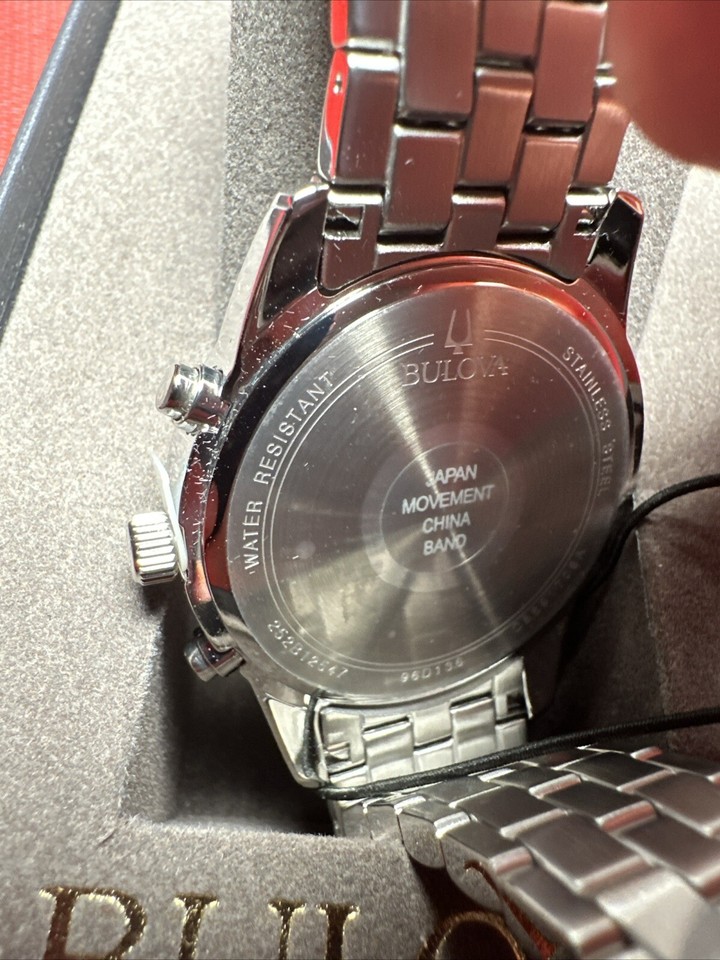 Bulova Mens Classic Chronograph Quartz Silver Stainless Steel Watch 40 ...