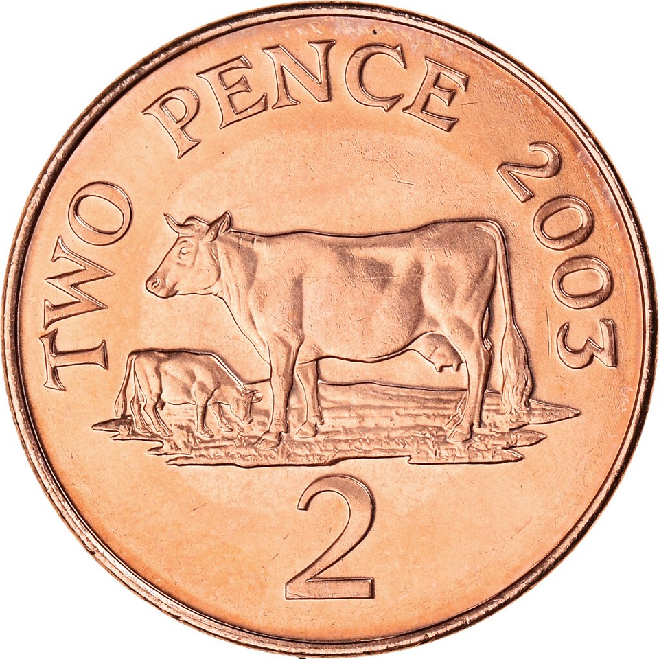 [#388154] Coin, Guernsey, Elizabeth II, 2 Pence, 2003, British Royal ...