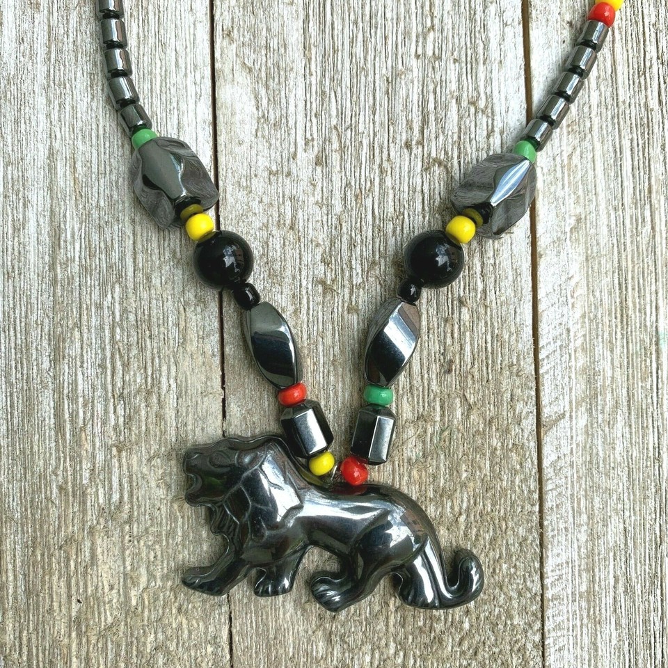 Hematite Necklace Pendent Rastafari Jah Love Rasta Jamaica Reggae Bob ...