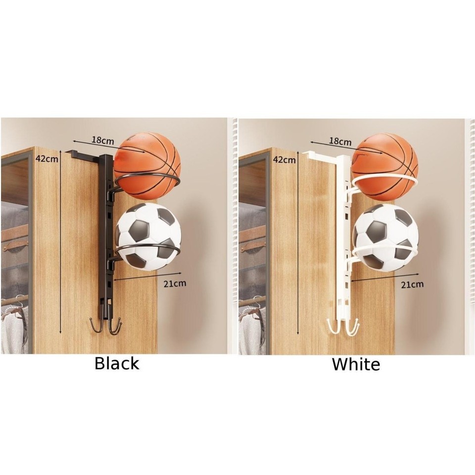 Space Saving Wall Mounted Basketball Storage Rack Iron Ball Organizer ...