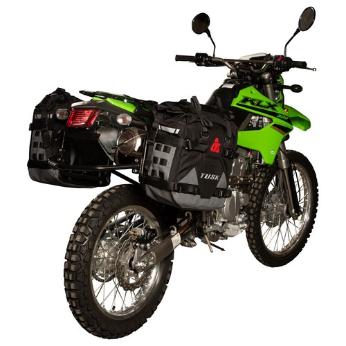 Tusk Pannier Racks With Pilot Bags Black/Gray w/ Top Rack For KAWASAKI ...