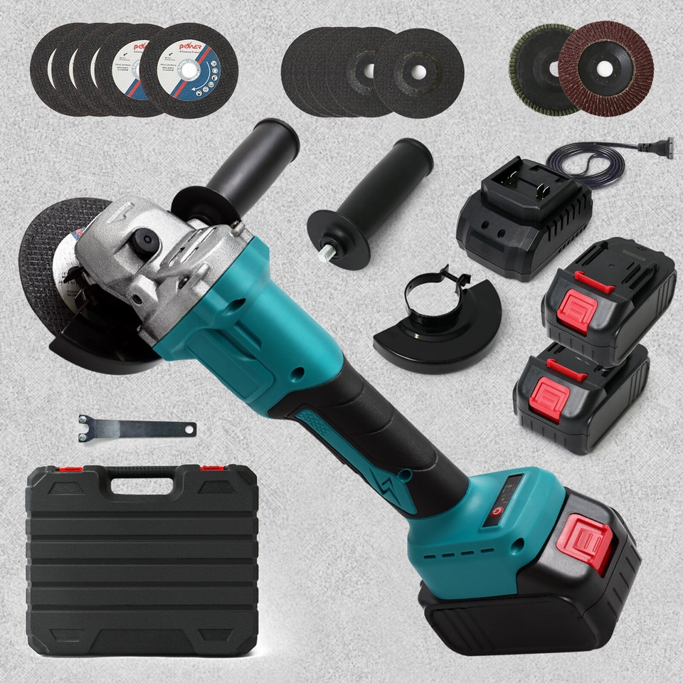 4" Brushless Cordless Angle Grinder Kit With 2x 21V-1300mAh Batteries ...